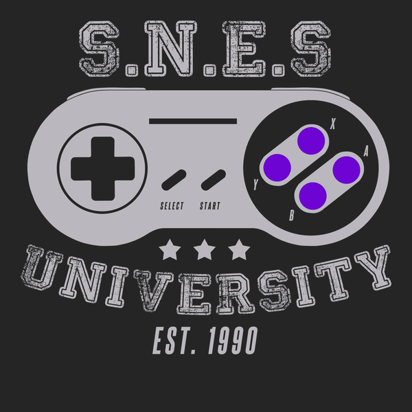 Snes University T-shirt Tees Gaming - Mens - Nintendo - Super - T-shirt ...